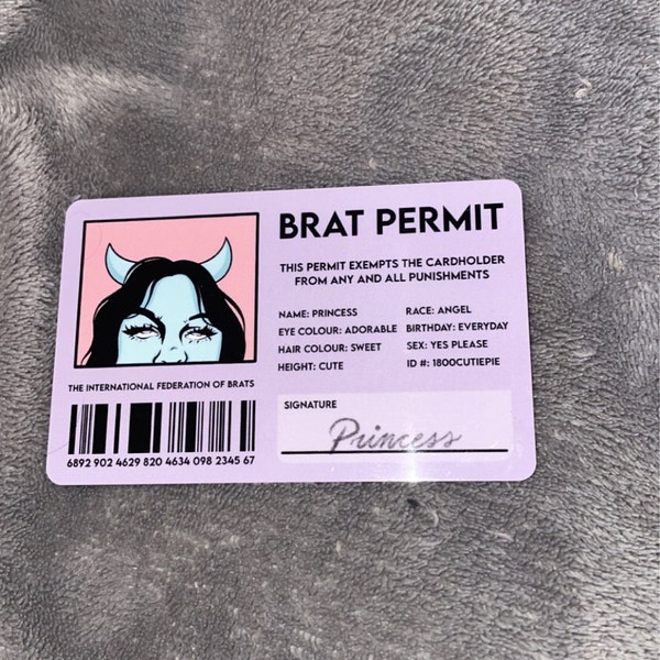Brat Permit Card 3 X 2 X 0.03 Pastel - Etsy