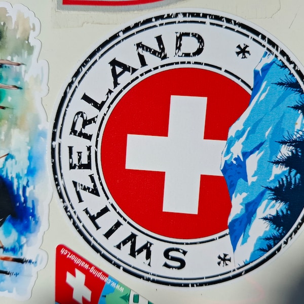 Switzerland Seal Sticker Round Flag for Laptop Book Fridge Guitar ...