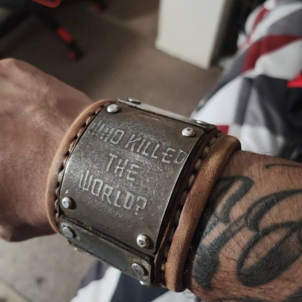 Leather Ethnic Bracelet - Post Apocalyptic Wristlet - Wasteland ...