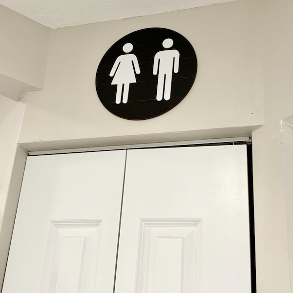 3D Restroom Shiplap Sign, Mini Bathroom Signs, Farmhouse Bathroom Decor ...
