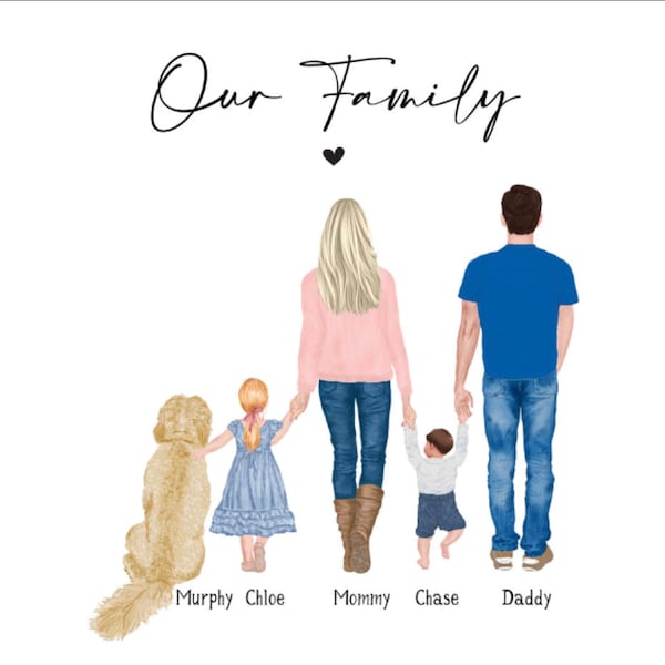 Family Print, PRINT AT HOME, Digital File, Personalised Family Portrait ...