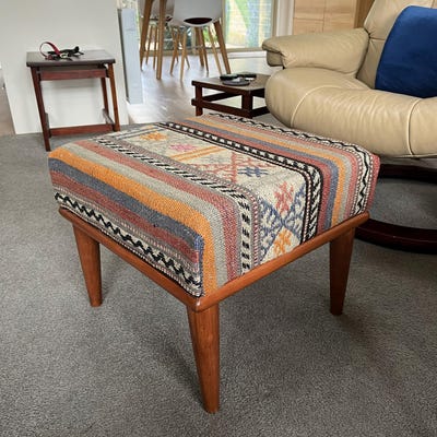 Round Pouf Stool, Bedroom Pouf, Footstool Ottoman, Tufted Stool, Piano ...