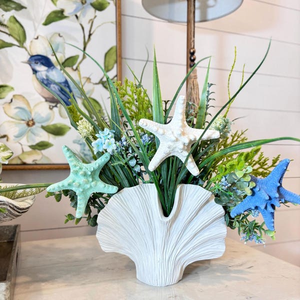 Coastal Centerpiece for Table, Nautical Flower Centerpiece, Coastal ...