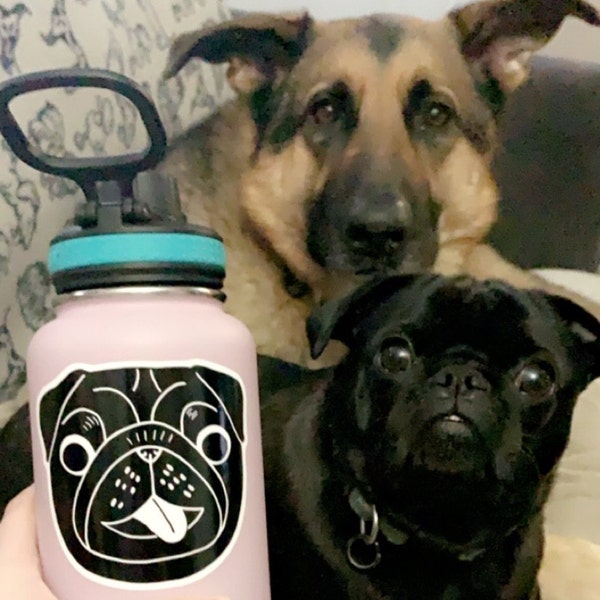 Black Pug Stickers, Pug Sticker, Dog Sticker, Pug Gift, Vinyl Sticker ...