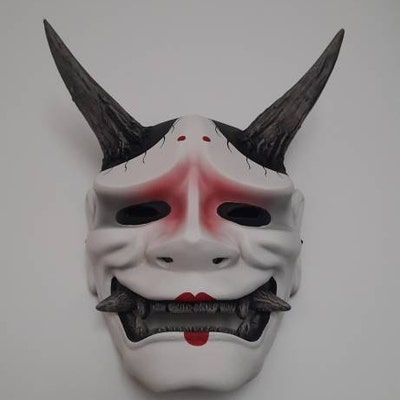 Japanese Hannya Mask: Crying Hannya, White and Black Samurai Mask ...