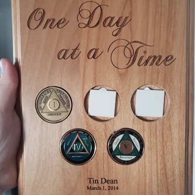 Recovery Coin Holder, Personalized 12 Step Token Display, Medallion ...