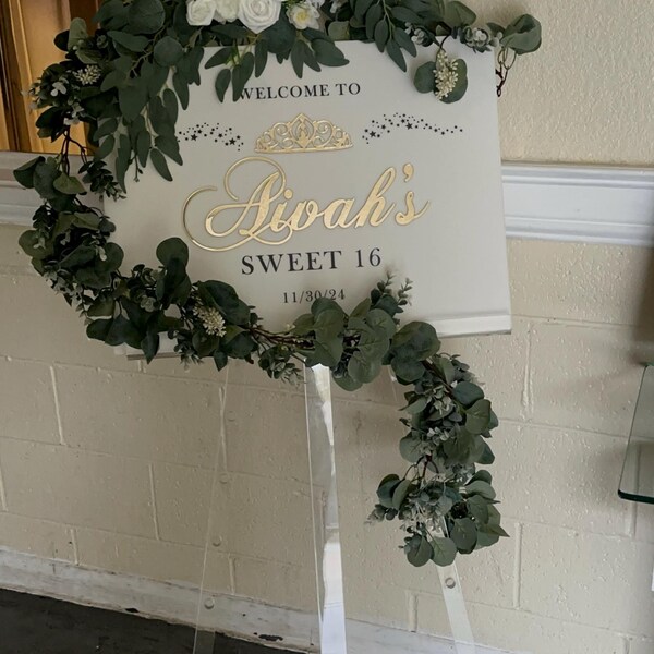 3D Quinceanera Acrylic Welcome Sign, Personalized Modern Laser Frosted ...