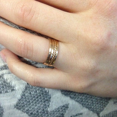 Four Gold Stacking Ring Set 4 Skinny Gold Stack Rings 14k Gold-filled ...