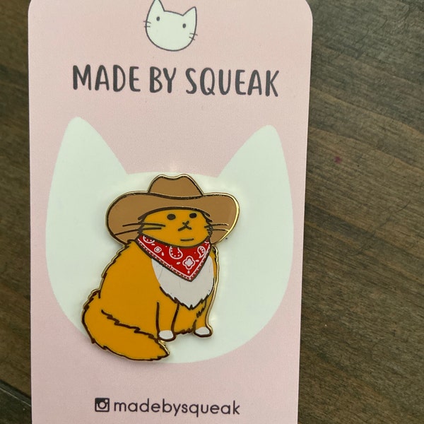 The Original Cowboy Cat Enamel Pin - Meowdy! - Etsy