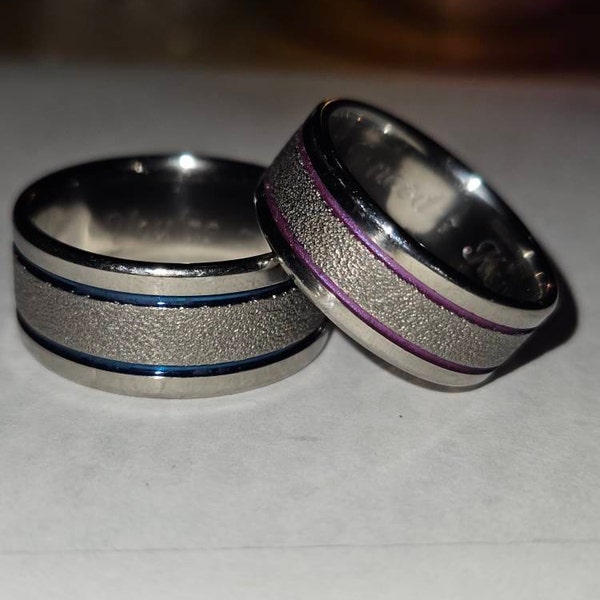 Thin Blue Line Titanium Diamond Wedding Band Engagement Ring Titanium ...