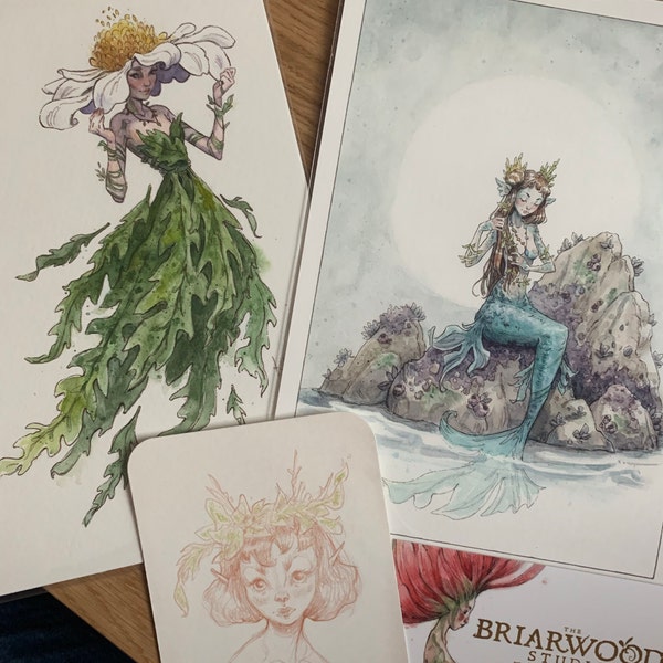 Set of 3 Flower Fae Art Prints Fairy Art Illustration Signed Prints ...