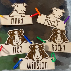 Guinea Pig Cage Tag, Personalized, Custom, Engraved Wood, Pet Guinea ...
