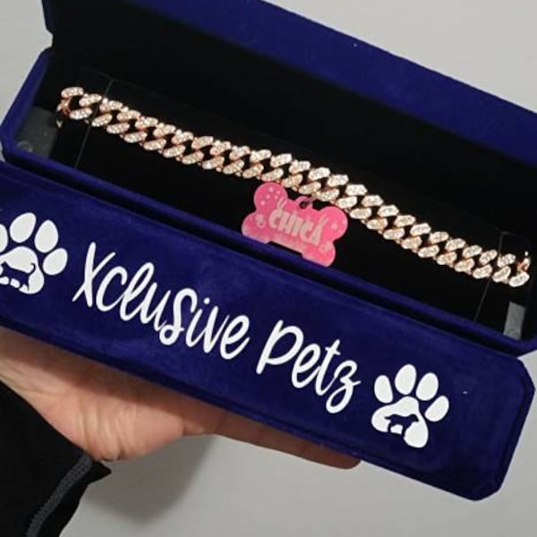 Cuban Link Dog Chain, Rose Gold Custom Pet Chain, Dog Gift, Dog Collar ...