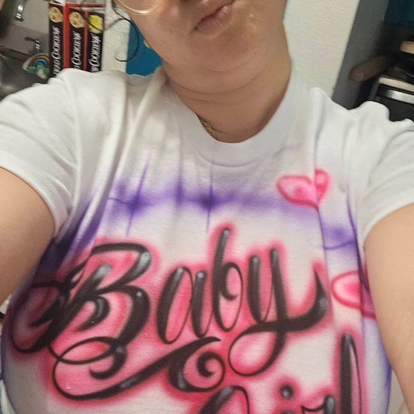 Airbrush T Shirt Script Hearts Name - Etsy