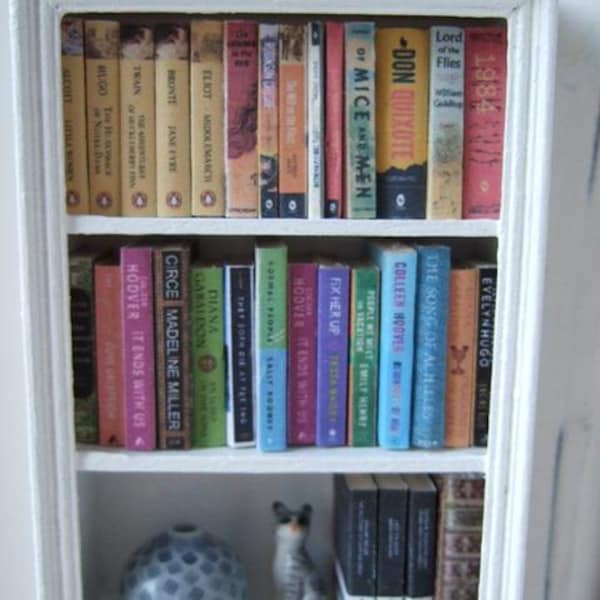 Book Nook Library Diorama Bookend Bookshelf Insert With Blue Bookcase ...