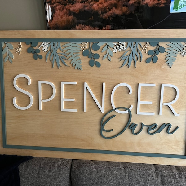 Custom Wood Name Sign: Hanging Branches Nursery Decor - Etsy