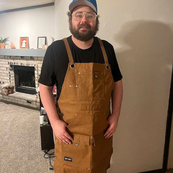 Waxed Canvas Work Apron: Heavy Duty Tool Apron With Pockets - Etsy