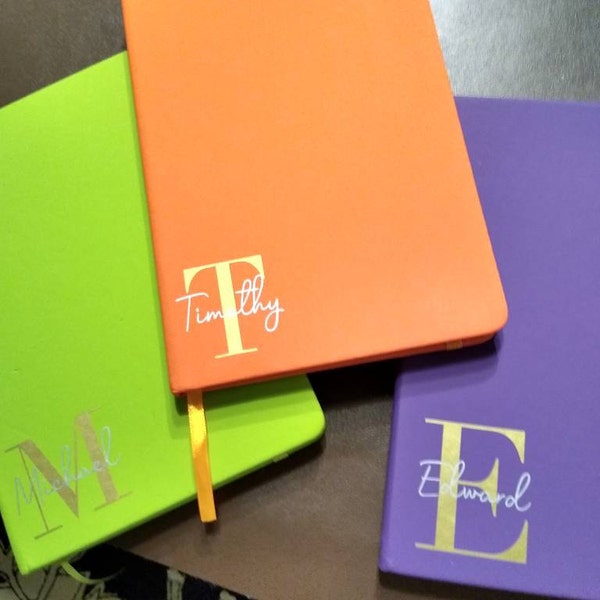Soft Touch Hardback Personalised A6 A5 A4 Monogram Notebook, Black ...