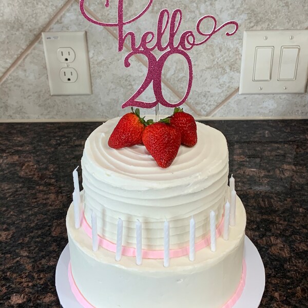 Hello 20 Cake Topper, Happy 20th Birthday Cake Topper, Happy 20th Party ...