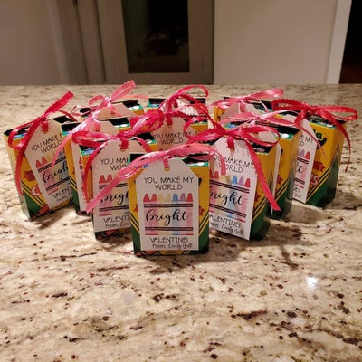 Editable Valentine's Crayon Gift Tags, Make the World Bright Non Candy ...