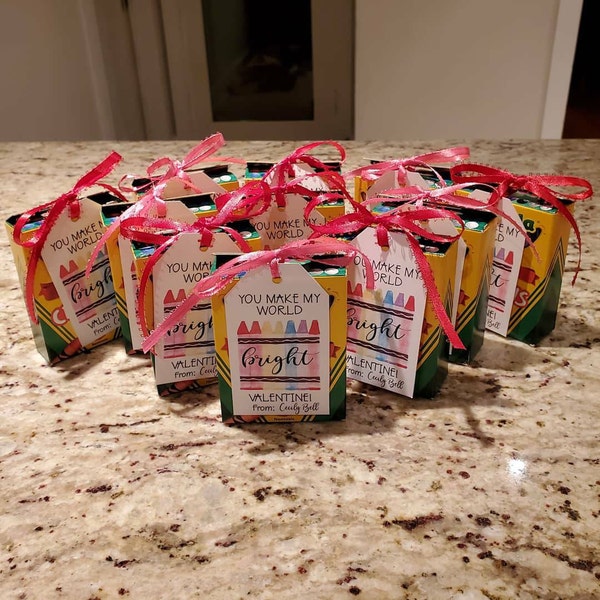 Editable Valentine's Crayon Gift Tags, Make the World Bright Non Candy ...