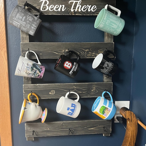 Customizable Coffee Mug Rack – Wall Mounted Coffee Bar Organizer ...