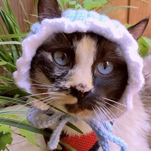 Crochet Cat Bonnet: Ruffle Pet Costume - Etsy