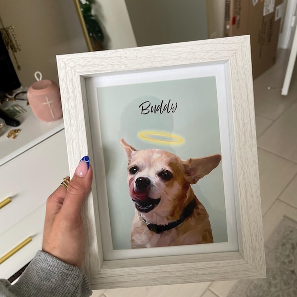 Pet Loss Memorial Portrait With Halo Ring DIGITAL Pet Portrait From ...