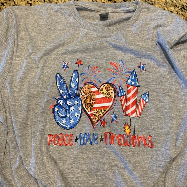 Peace Love Fireworks Png Sublimation Design Download, 4th of July Png ...
