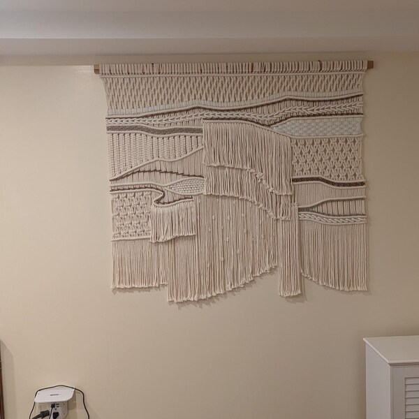 Macrame Wall Hanging Boho Decor Fiber Wall Art Abstract Macrame Long ...