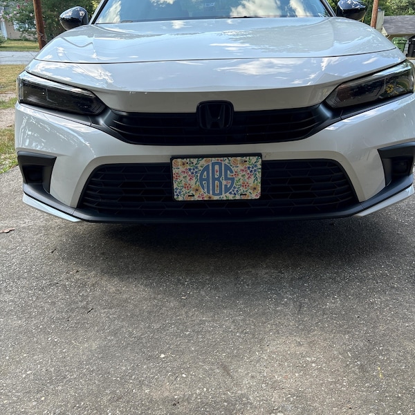 Multi-color Floral Personalized License Plate and Car Coasters ...