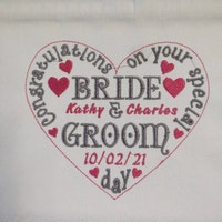 Bride and Groom Heart Stuffy, ITH, Embroidery Design. Wedding Day ...