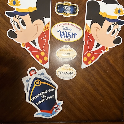 Disney Wish Cruise Captain Minnie & Captain Mickey Cruise Name Tag Art ...