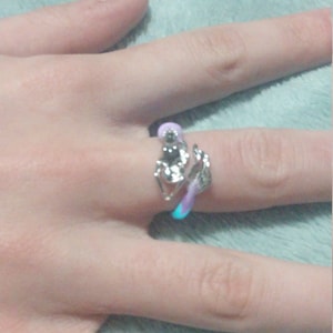 Mermaid Ring Glow in the Dark / Sterling Silver Ring / Wrap Mermaid ...