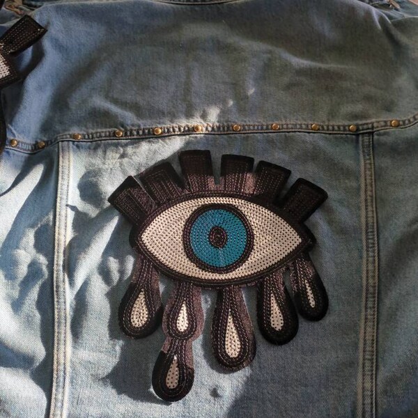 Large Sequin Evil Eye Sew-on Patch - Sparkling Symbol of Protection - Etsy