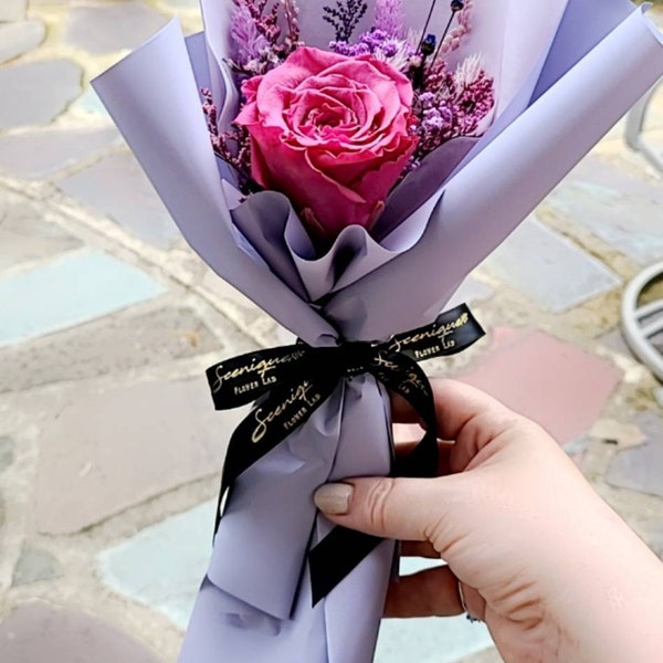 Preserved Rose Single Bouquet [16colors], Forever Rose, Rose Bouquet ...
