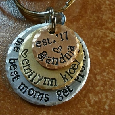 Personalized Stamped Grandma Keychain Grandmother Gift Grandma Gift ...