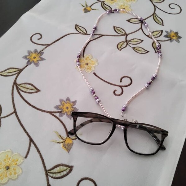 Black Sunglasses String, Beaded Eyeglass Chain, Bead Mask Chain ...