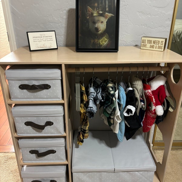 Montessori Wooden Clothes Rack, Kids Wardrobe Set, Child Clothing ...
