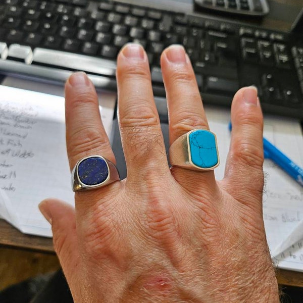 Mens Ring Gold St Michael Ring Signet Sovereign Rings for Men, Large ...