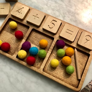 Numbers, Counting, Sorting Tray Natural Montessori Learning Toys ...