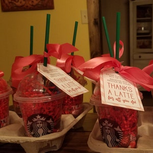 Thanks a Latte, Coffee Favor Tag, Coffee Gift, Valentine's Day Gift for ...