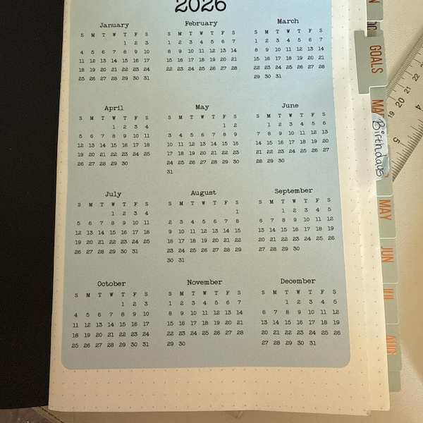 Double Sided Year at A Glance Cardstock Calendar With 2 Years | 2025 ...