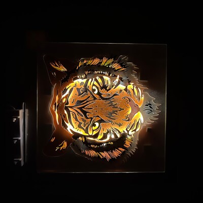 Animal Tiger Shadow Box SVG Template, Big Cat Papercut Lightbox Cricut ...