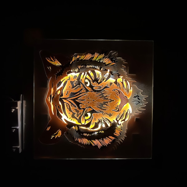 Animal Tiger Shadow Box SVG Template, Big Cat Papercut Lightbox Cricut ...
