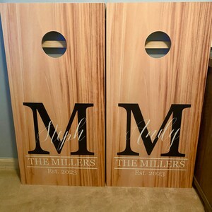 Custom Monogram Cornhole Boards Design Personalized Outdoor Lawn Game ...