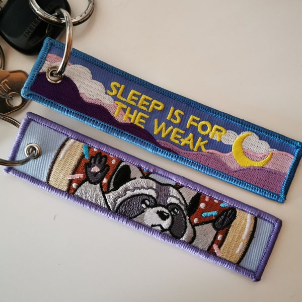 Sleep is for the Weak - Bat - Embroidered Keychain, Bat Keychain, Bat ...