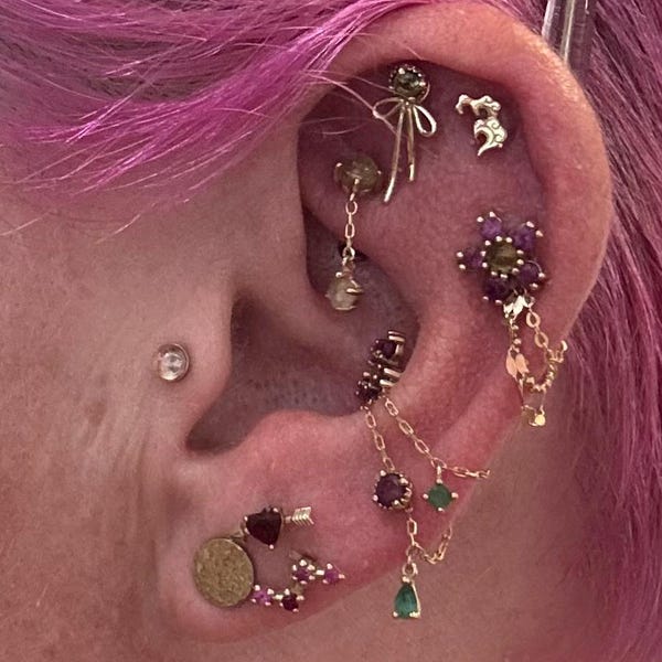 14k Solid Gold Spike Cone Rook Piercing Eyebrow Piercing Belly Button ...