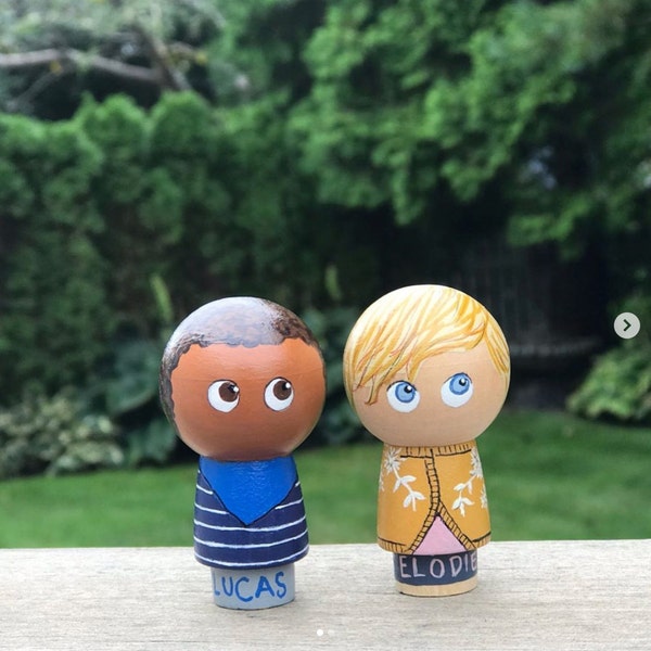 Madeline Inspired, Story Book Character Peg Dolls, Handpainted Peg ...