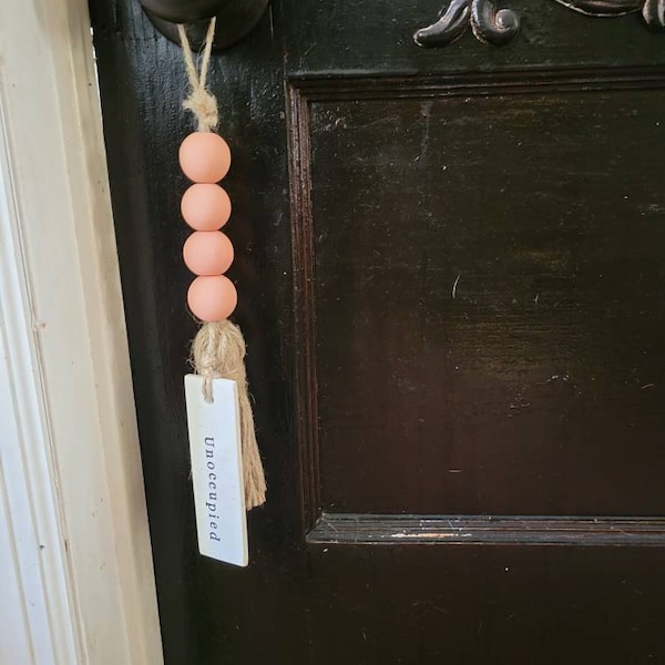 Occupied Bathroom Door Sign | Do Not Disturb Wood Bead Tassel Clay Tag ...